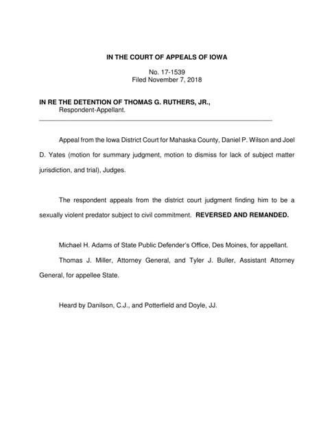 Court tosses civil commitment order | Local News | oskaloosa.com