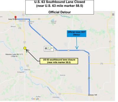 Highway 63 southbound will close again | Local News | oskaloosa.com