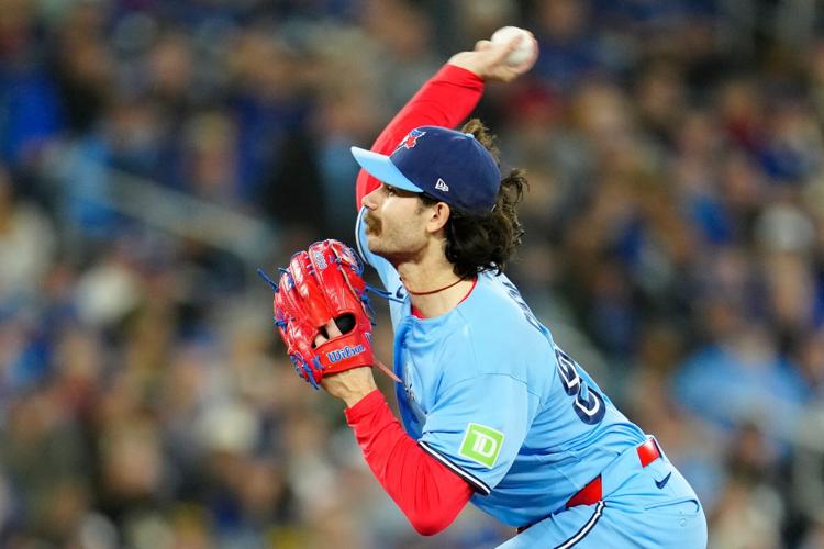 Blue Jays' Dylan Cease and Vladimir Guerrero Jr. leave the game against ...