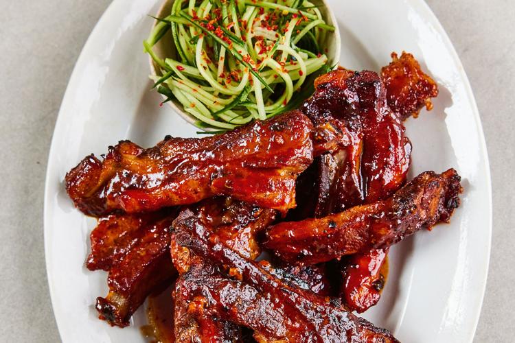 Slow-cooked, sticky-glazed pork ribs go with cucumber slaw in Sam Way's ...