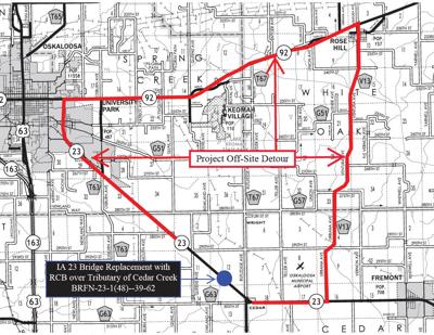 Road closure on Iowa 23 southeast of Oskaloosa begins on June 8 | Local ...