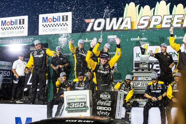 Two-tire call helps Ryan Blaney find Victory Lane at Iowa Speedway ...