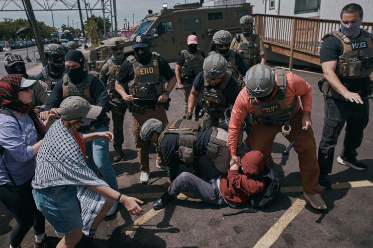 Protesters clash with law enforcement outside a New Jersey detention ...