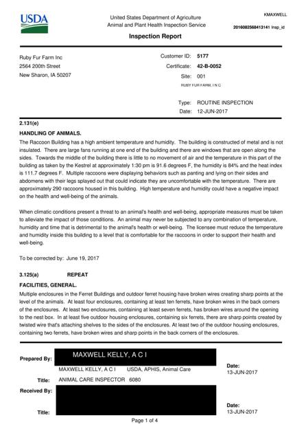 USDA Inspection Reports | Public Records | oskaloosa.com