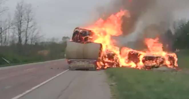 Dramatic video captured after hay load catches fire | News ...