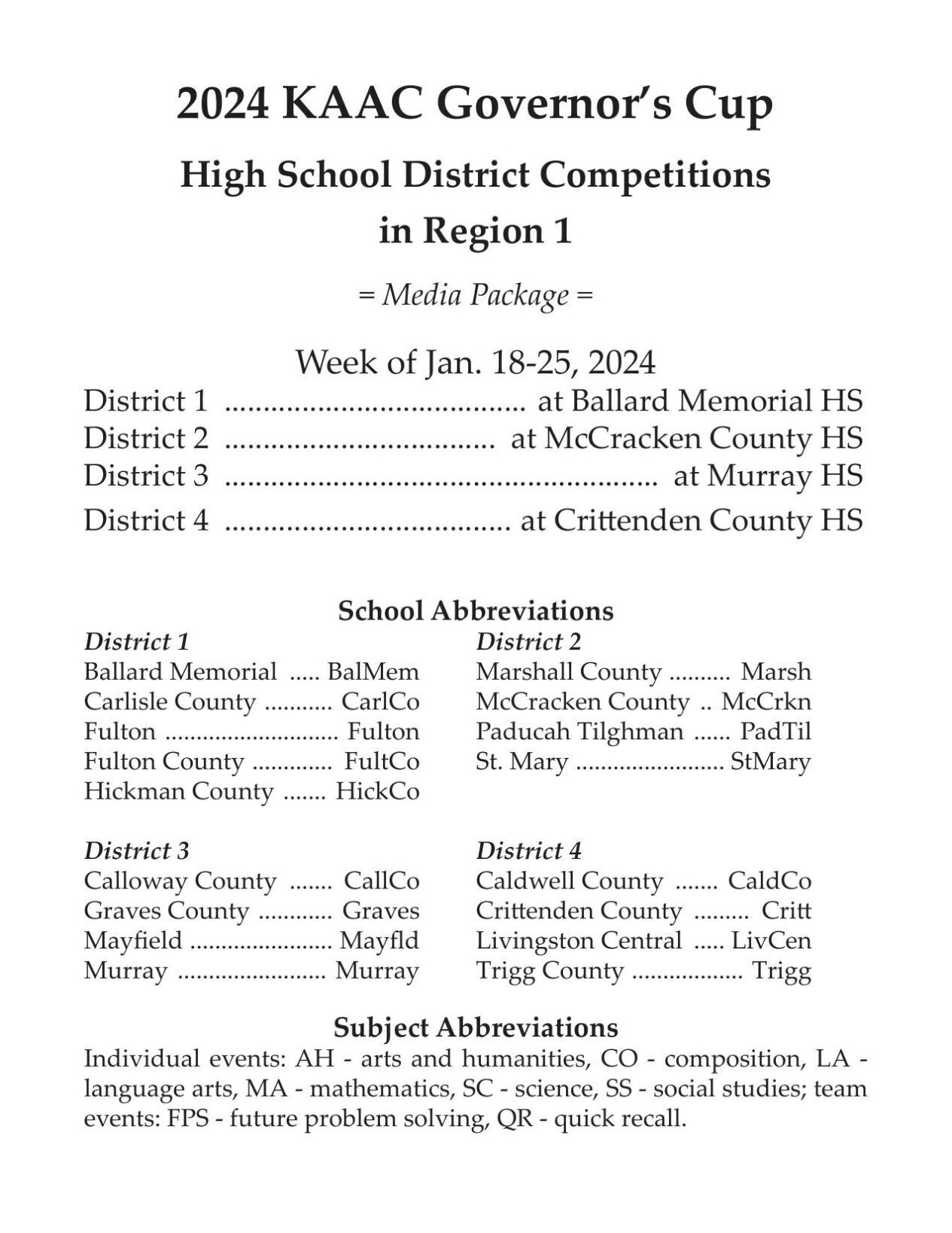 Students advance to State Governor's Cup Competition after Region 1 ...