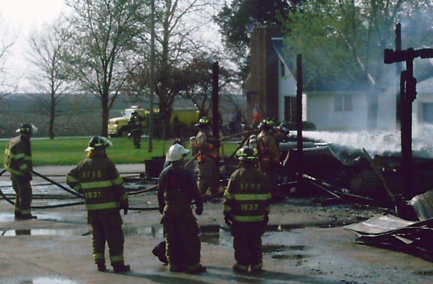Flames trigger gasoline explosion in farm shed