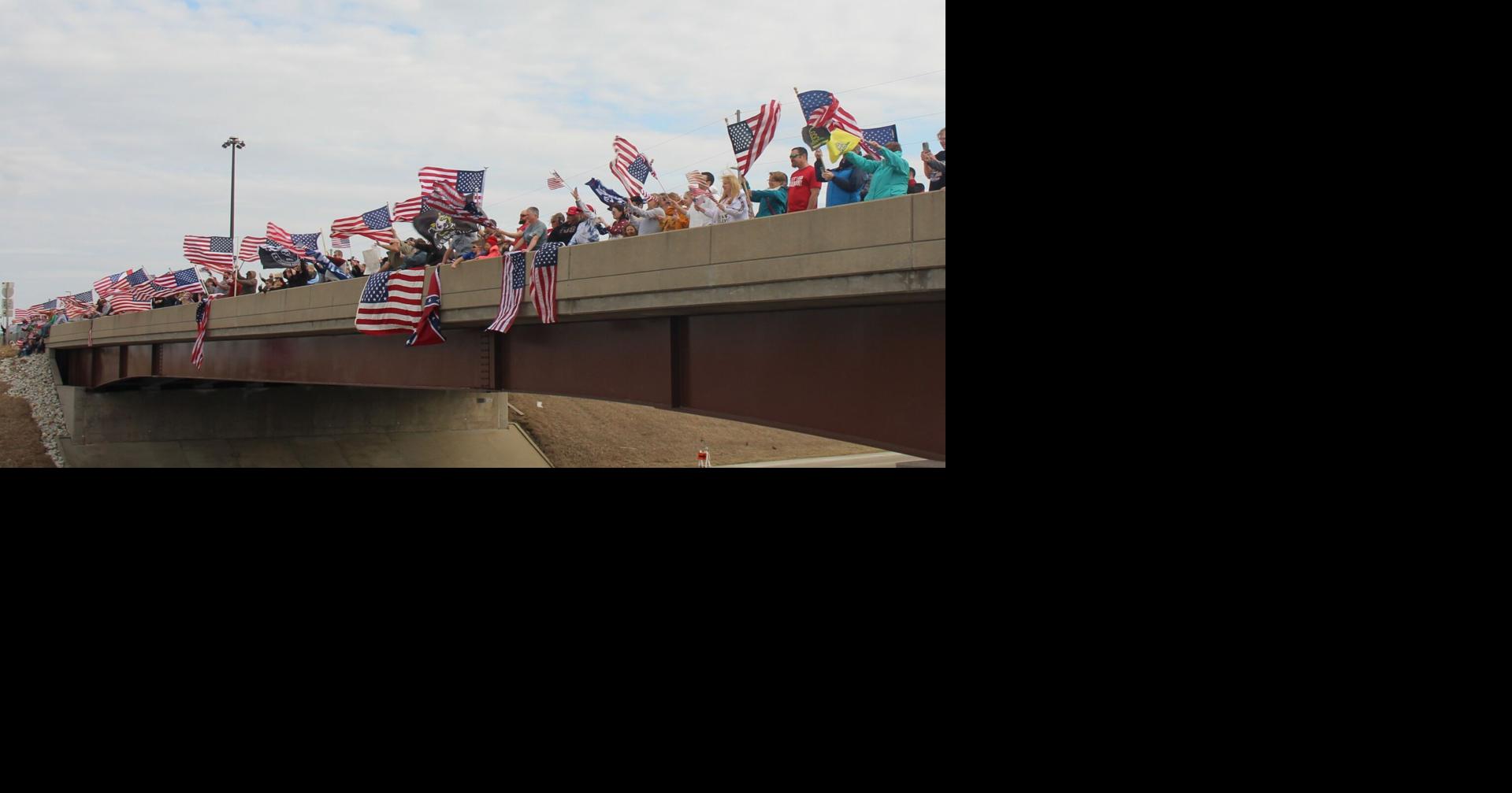 Crowds gather in Hudson for truckers' 'freedom' convoy