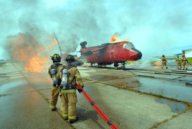 Training prepares crews for aircraft firefighting
