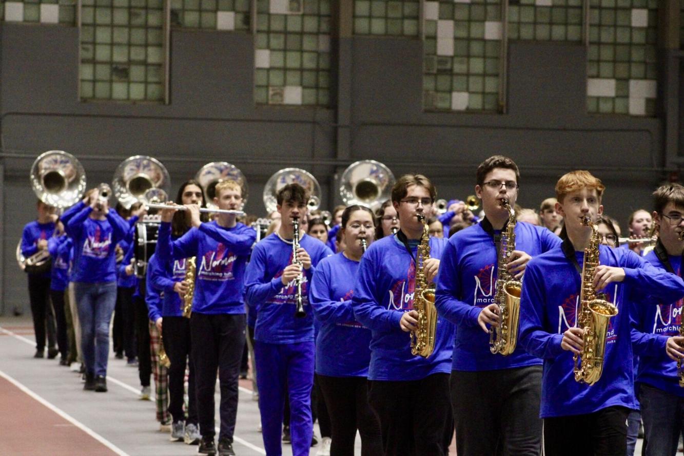 Normal Marching Band ready for London New Years Day Parade