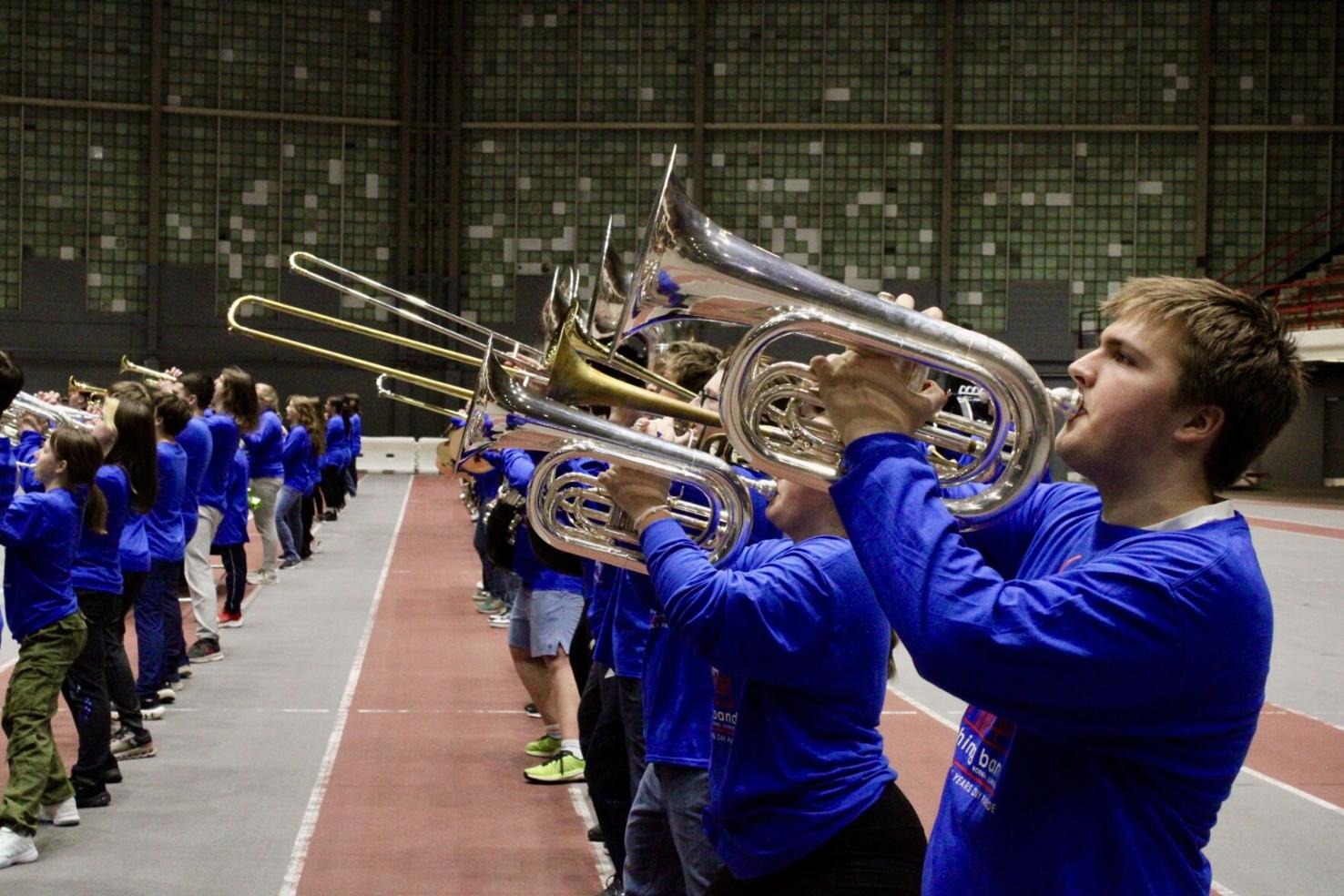 Normal Marching Band ready for London New Years Day Parade