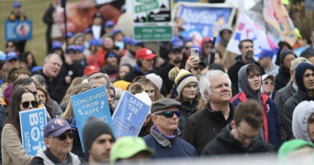 Abortion opponents from across Illinois protest in Springfield