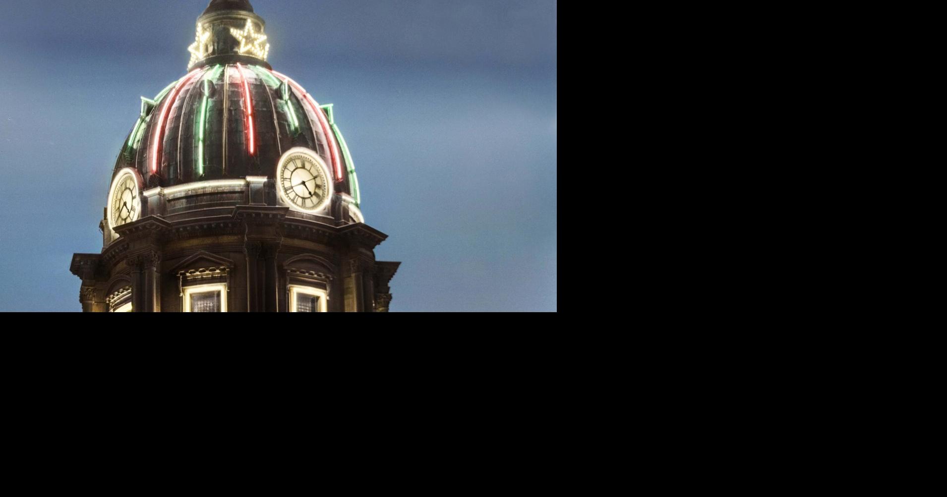 Neon lights brightened McLean County Courthouse dome at Christmas