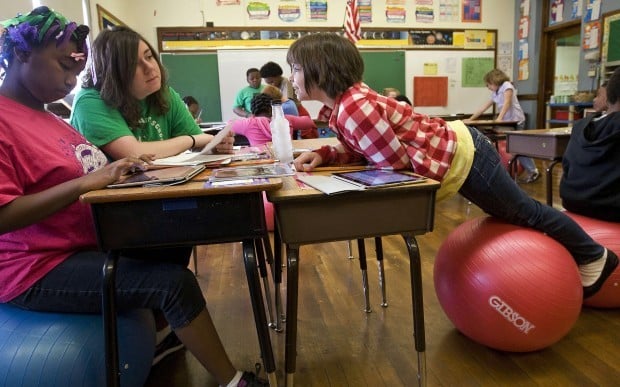Teacher finds replacing chairs with exercise balls motivational