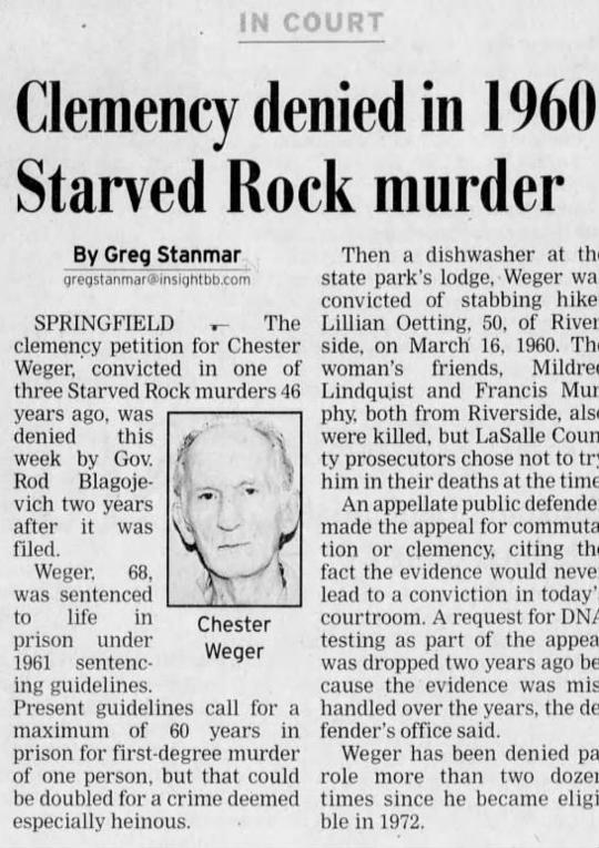 Chester Weger, convicted of 1960 Starved Rock murders, granted parole