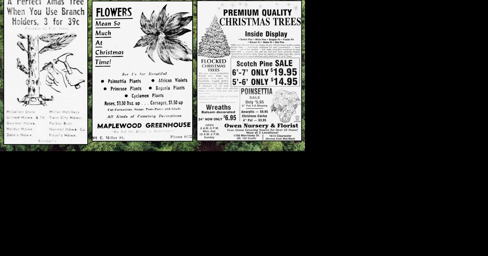See vintage Pantagraph newspaper Christmas tree ads