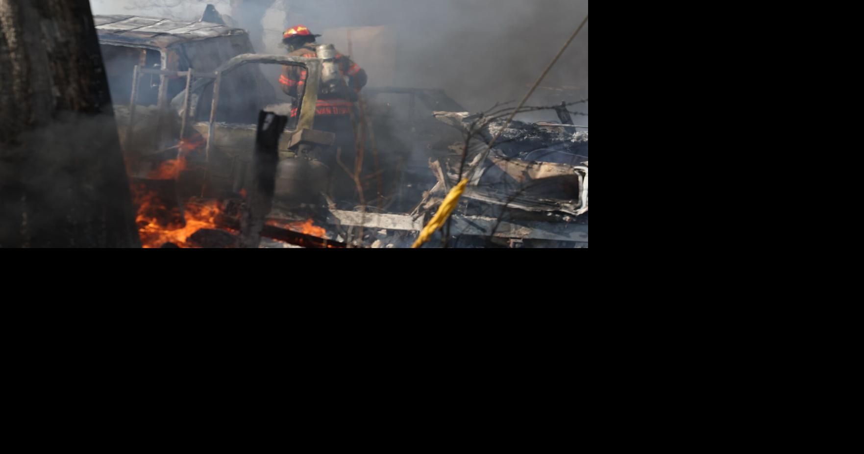 Several vehicles destroyed after brush fire spread in rural McLean County