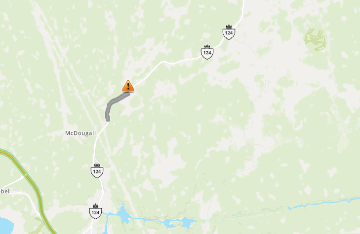 Hwy 124 reopens in McDougall following collision May 21