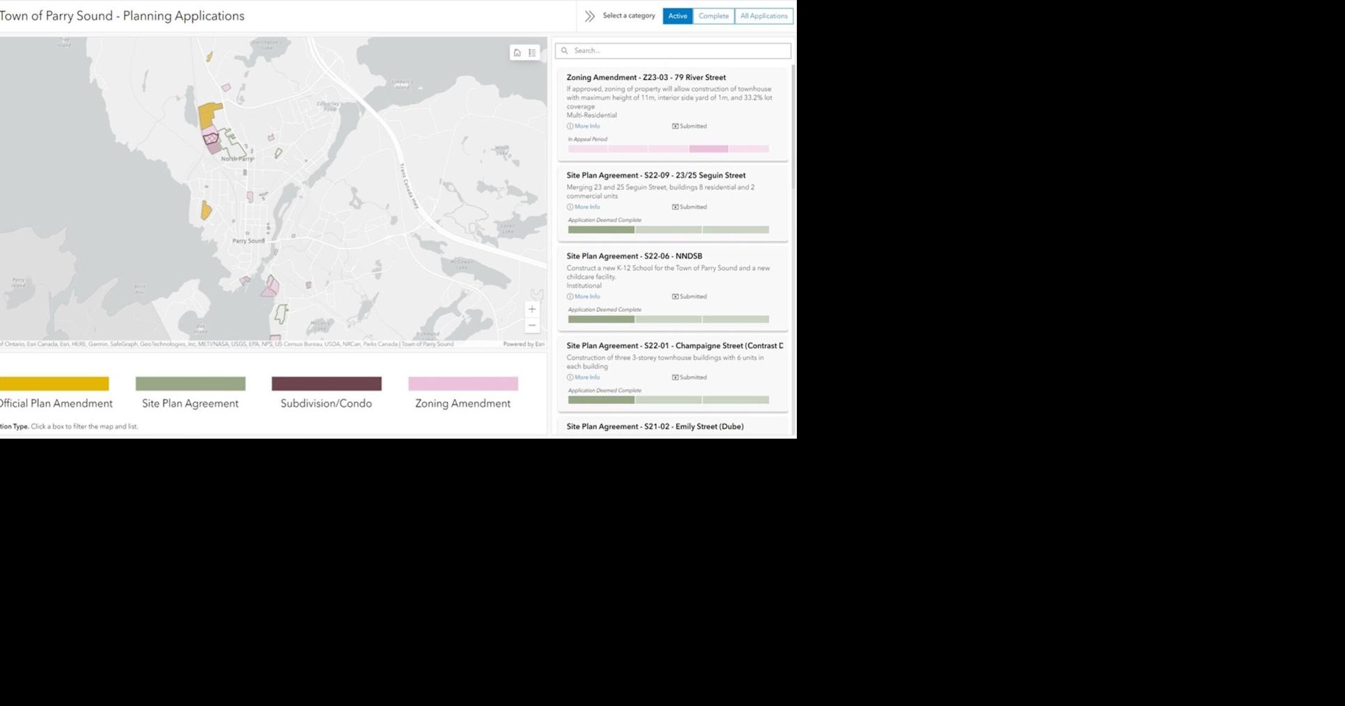 Application mapping tool on the way to Parry Sound’s website