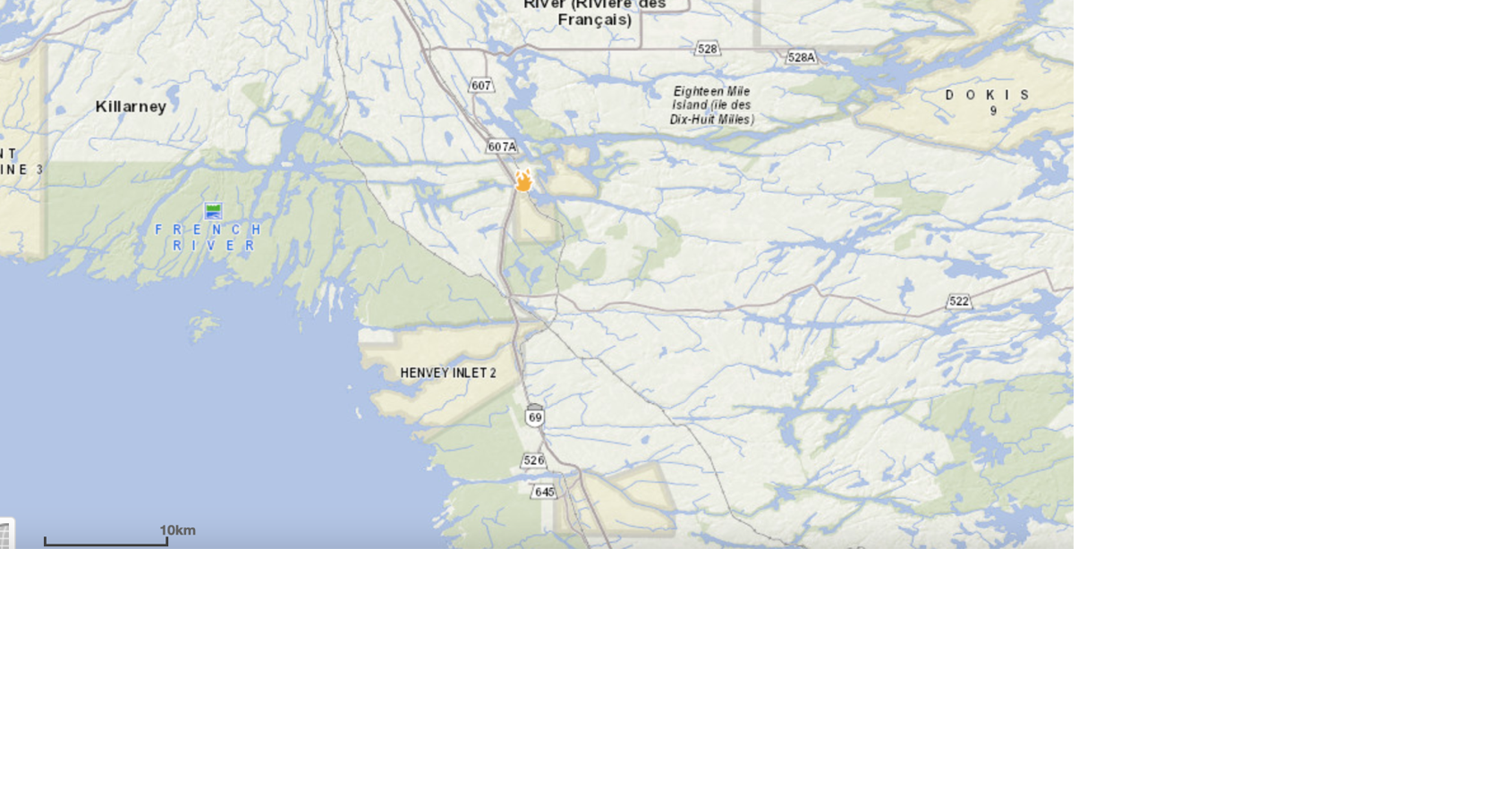 Parry Sound 11 wildfire south of French River now out