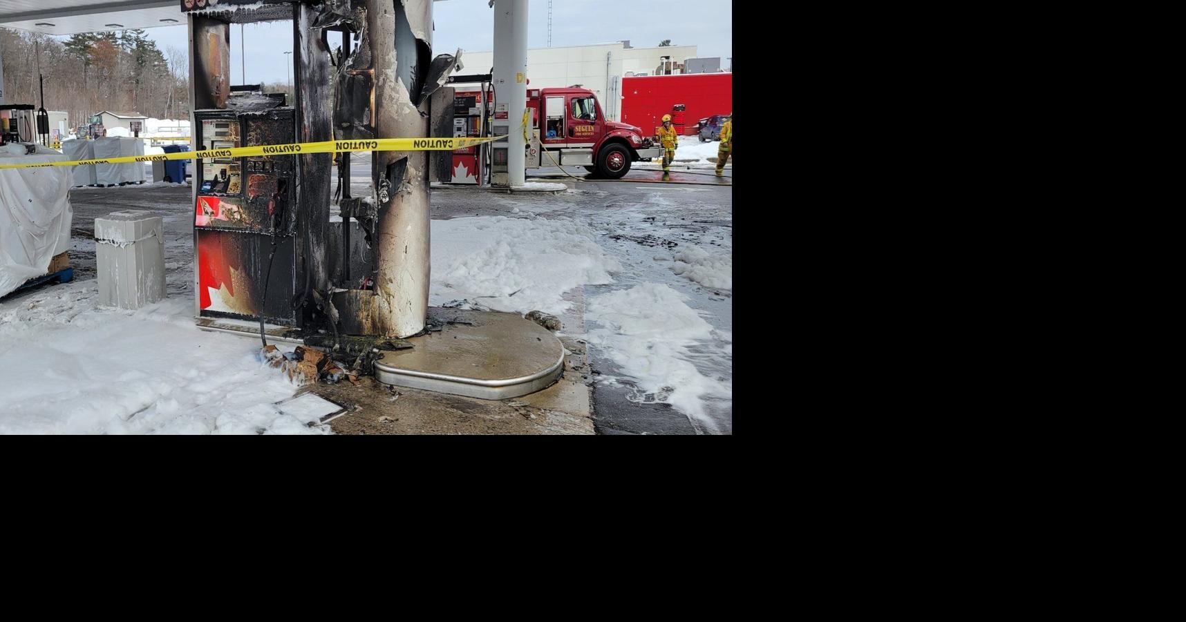 Snowmobile fire at Seguin gas station on Family Day weekend