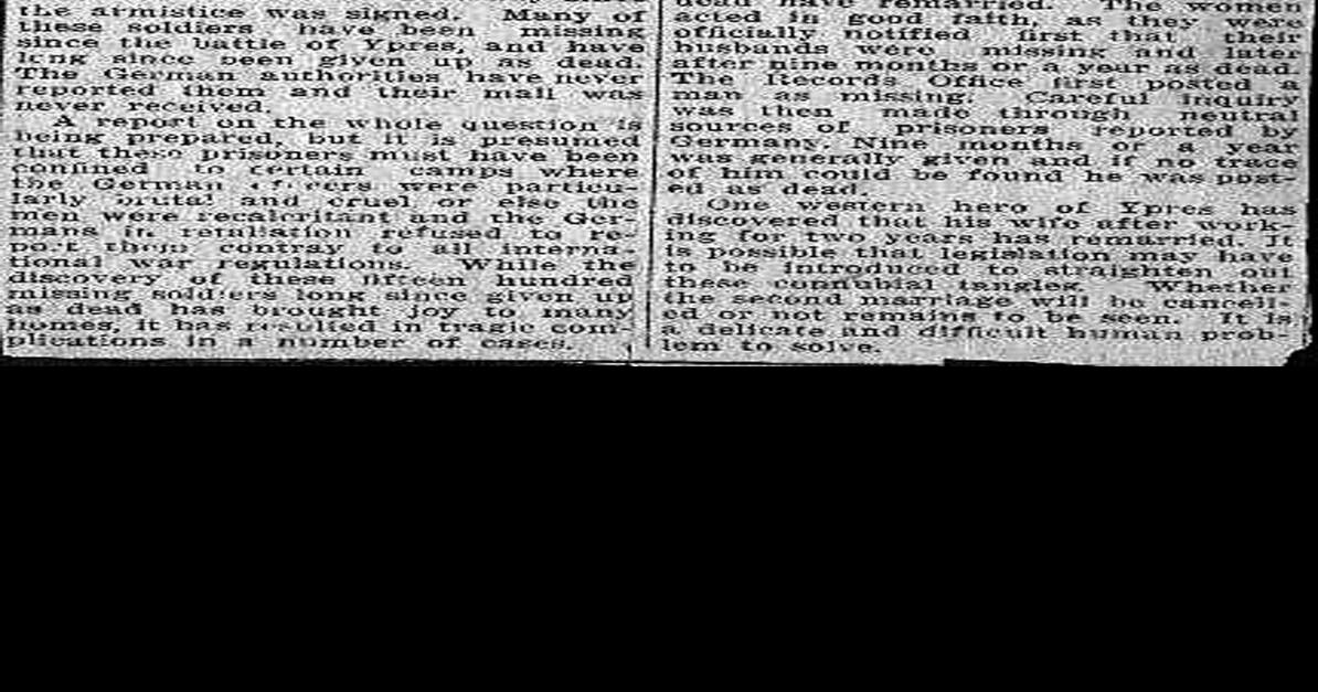 World War I newspaper clipping