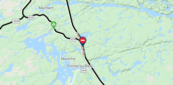 Highway 69 near Pointe au Baril - both directions reopened