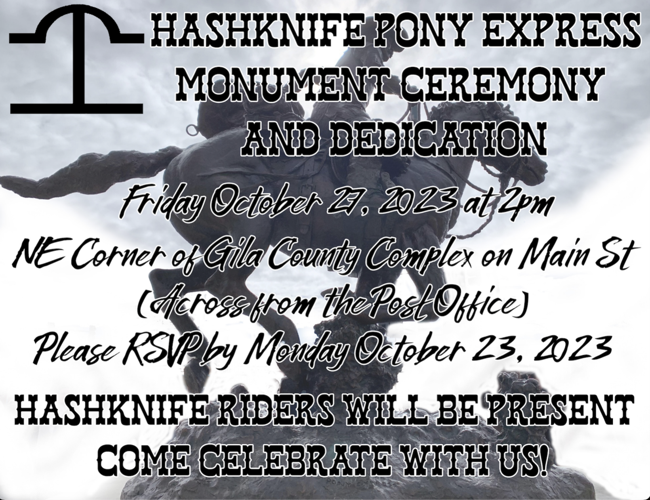 Hashknife Statue dedication Oct. 27 at the county complex in Payson ...