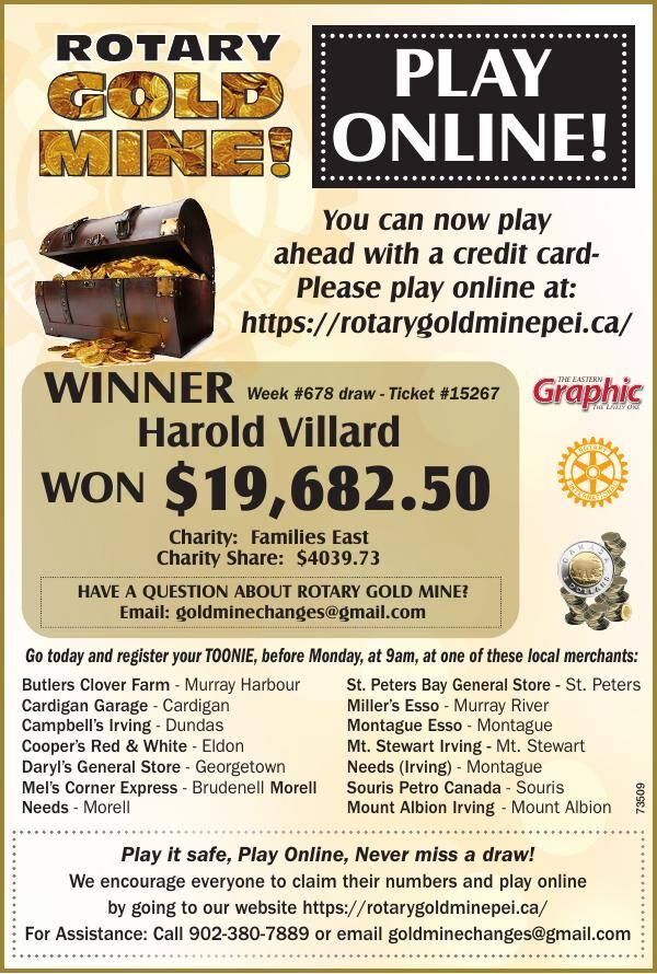 Rotary Gold Mine winner for week of June 30 | The Eastern Graphic | peicanada.com