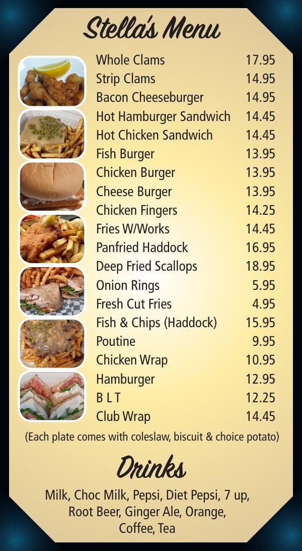Stella's Menu | | peicanada.com
