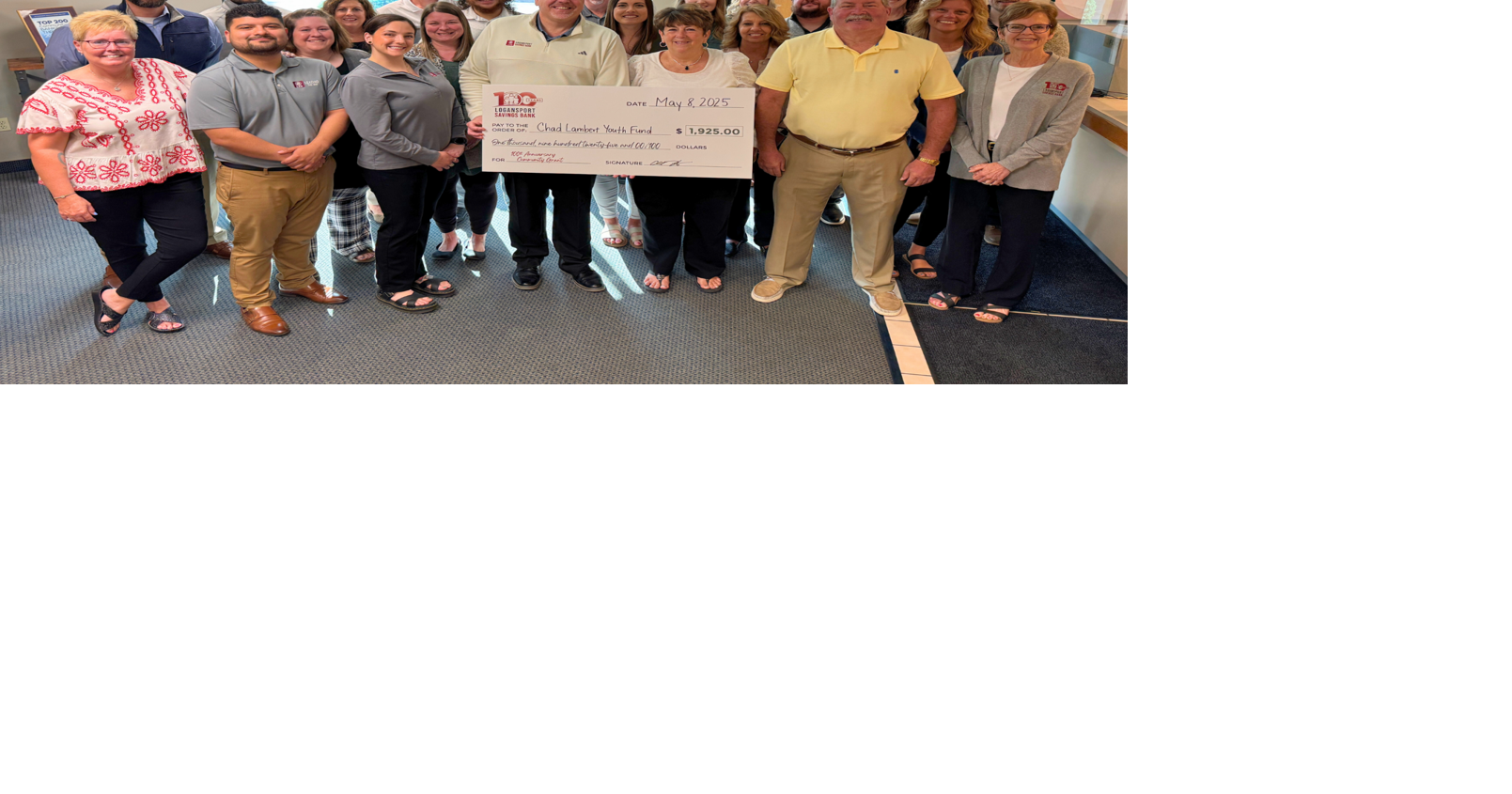 Logansport Savings Bank awards grant to Chad Lambert Youth Athletic ...