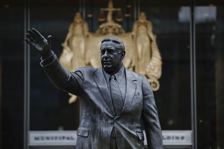Crews remove Frank Rizzo statue from Philly’s municipal services building | Local News ...