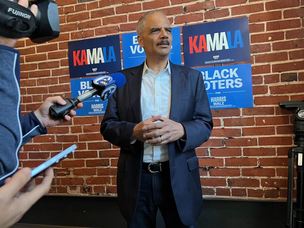 Former AG Holder campaigns for Harris in Philadelphia | Local News ...