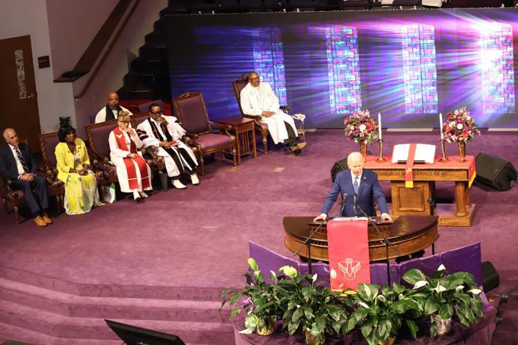 Photos: President Biden at Mt. Airy Church of God in Christ | Local ...