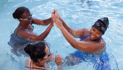 girls swimming in pools