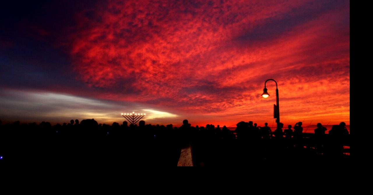 Menorah Lit Under Blazing Sunset: Chabad Jewish Center of San Clemente ...