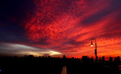 Menorah Lit Under Blazing Sunset: Chabad Jewish Center of San Clemente ...