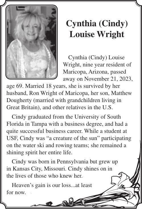 Cynthia (Cindy) Louise Wright | Obituaries | pinalcentral.com