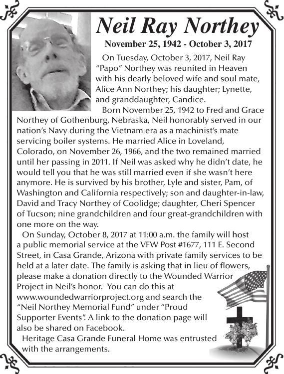 Neil Ray Northey | Obituaries | pinalcentral.com