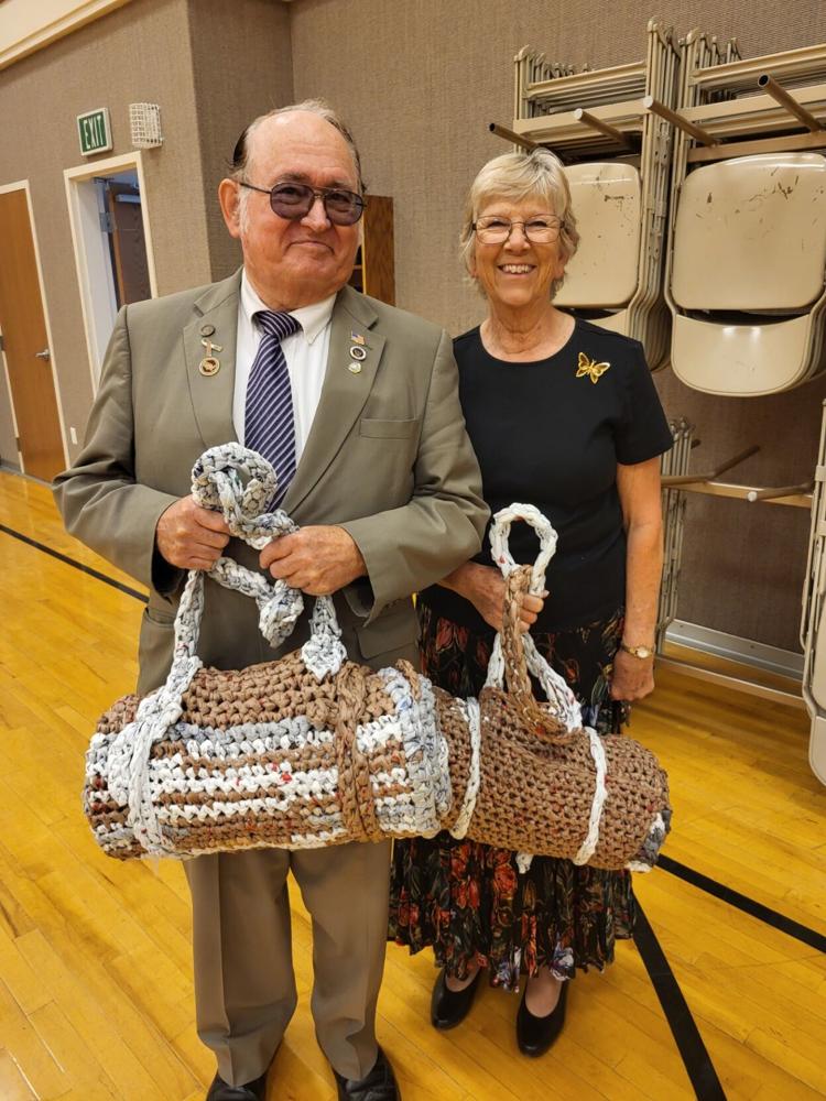 Retired couple enjoys making plarn sleeping mats for the homeless ...