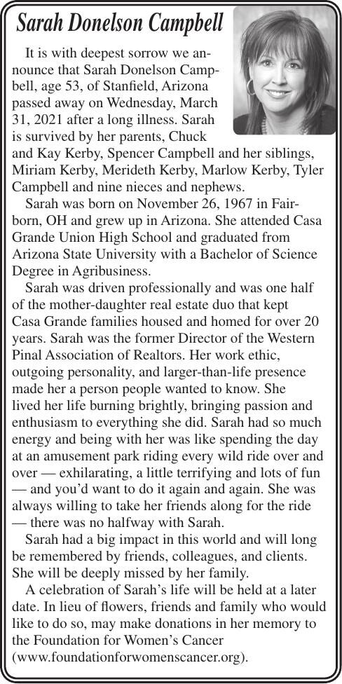 Sarah Donelson Campbell | Obituaries | pinalcentral.com