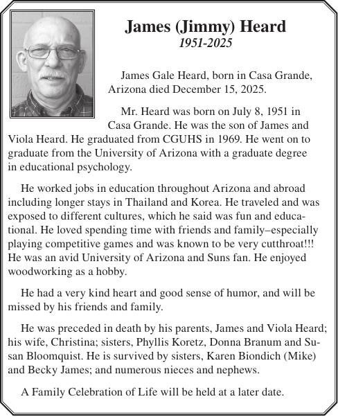 James (Jimmy) Heard | Obituaries | pinalcentral.com