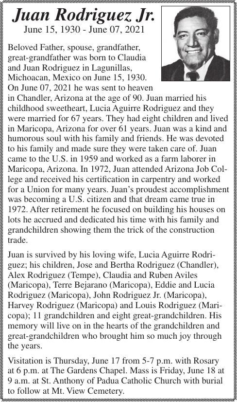 Juan Rodriguez Jr. | Obituaries | pinalcentral.com