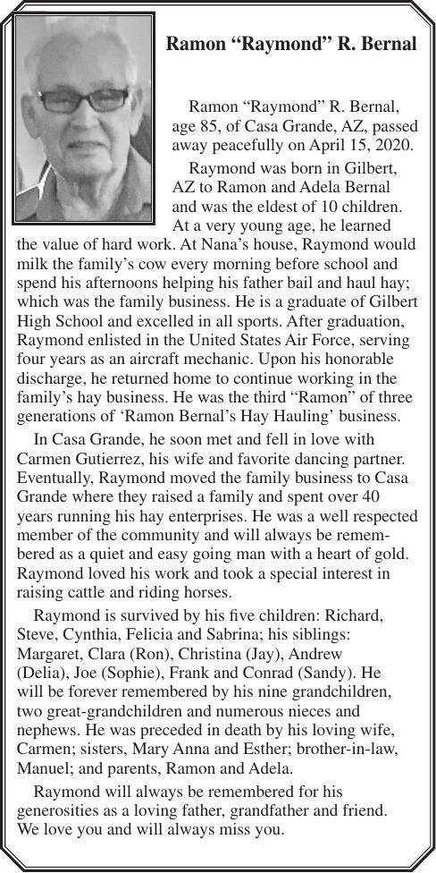 Ramon “Raymond” R. Bernal | Obituaries | pinalcentral.com