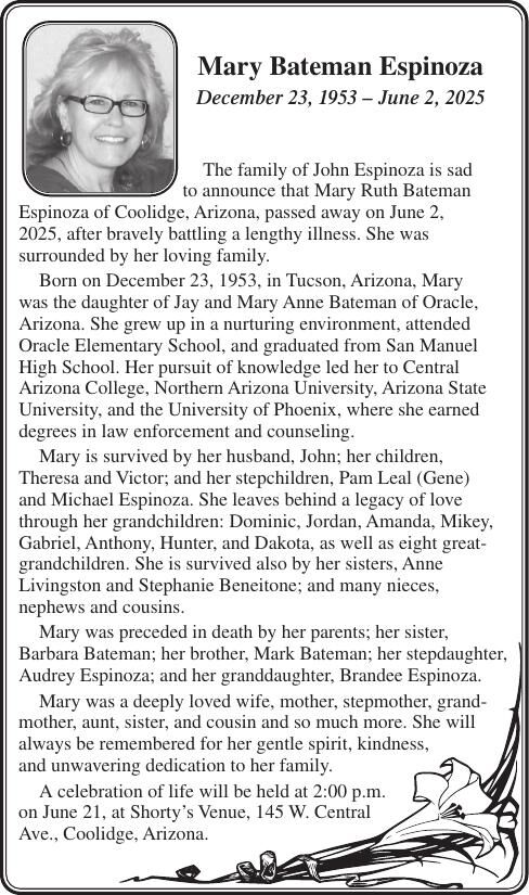 Mary Bateman Espinoza | Obituaries | pinalcentral.com