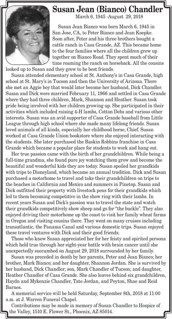 Susan Jean (Bianco) Chandler | Obituaries | pinalcentral.com