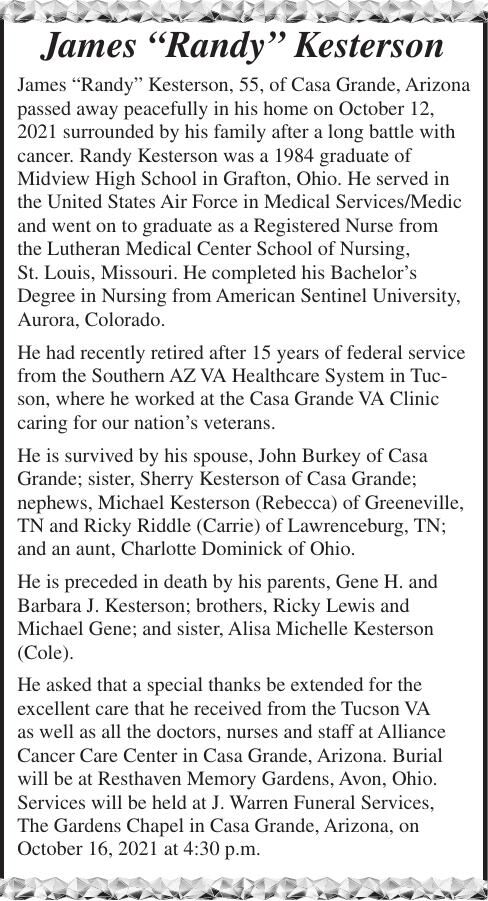 James “Randy” Kesterson | Obituaries | pinalcentral.com