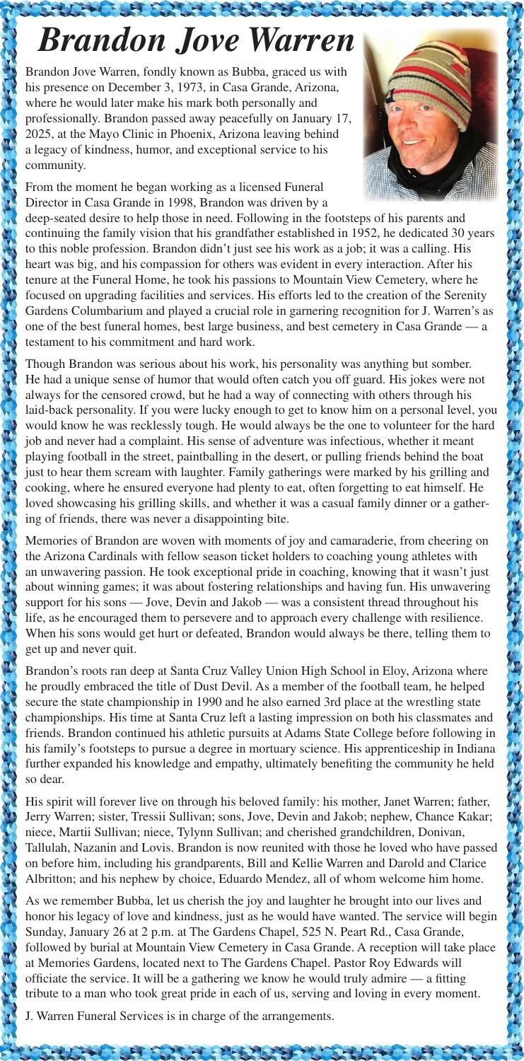 Brandon Jove Warren | Obituaries | pinalcentral.com