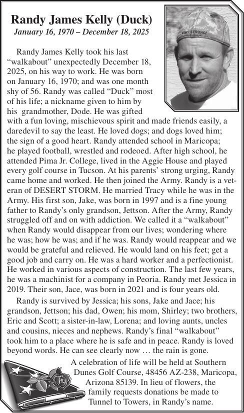 Randy James Kelly (Duck) | Obituaries | pinalcentral.com
