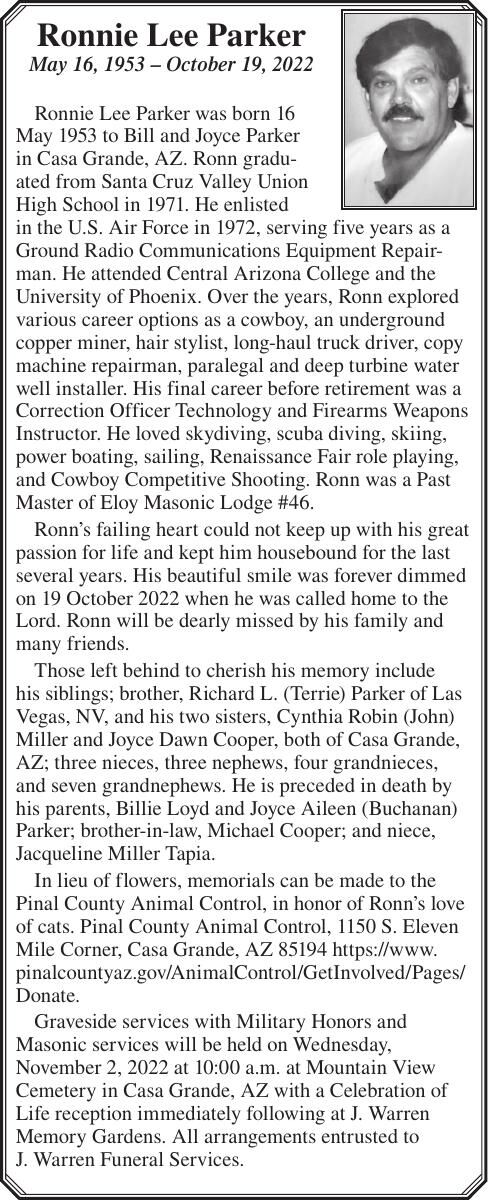 Ronnie Lee Parker | Obituaries | pinalcentral.com